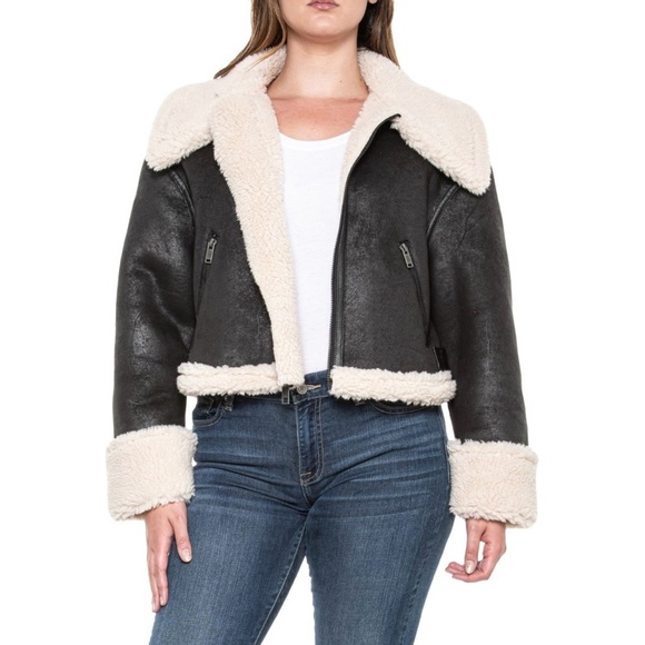 Frye | Jackets & Coats | New Frye Vegan Leather And Fauxshearling Crop ...